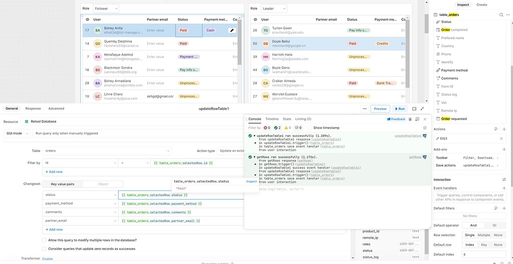 Updating single Row via table widget - 💬 Queries and Resources - Retool Forum