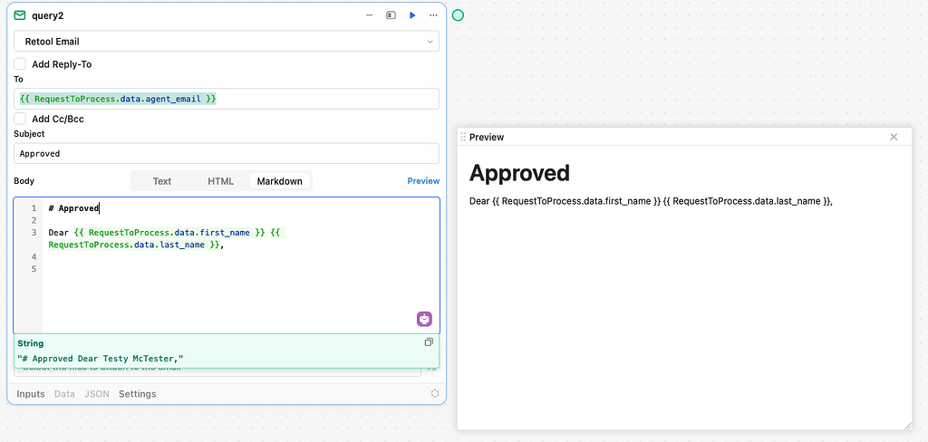 Email Markdown Preview not Interpolating Variables - 💬 Workflows - Retool Forum