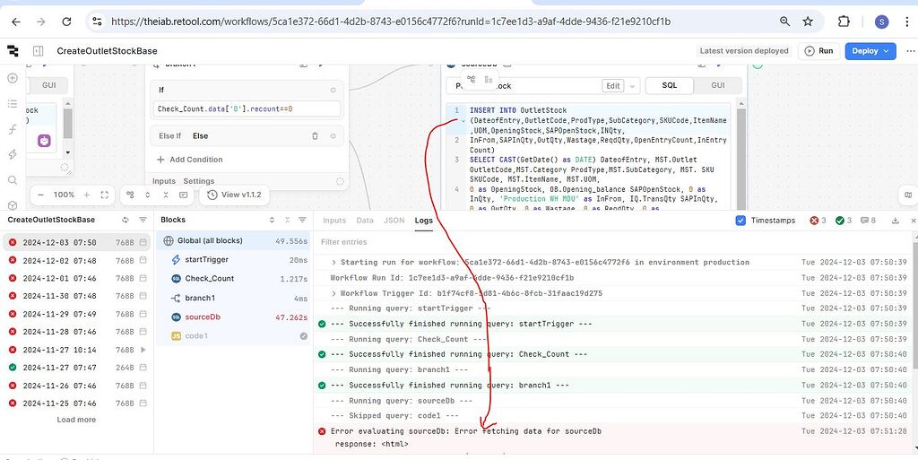 Getting An Error After Sql Db Based Flow Is Run 💬 Queries And