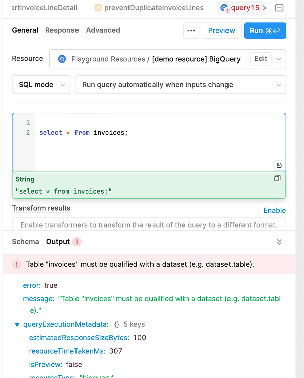 Table "invoices" must be qualified with a dataset (e.g. dataset.table) - 💬 Queries and Resources ...