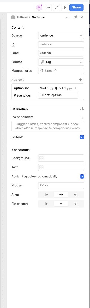 Bug with Content Tags in Table - 💬 App Building - Retool Forum