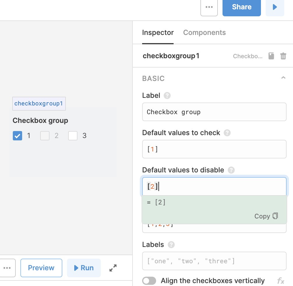Disable One Or More Checkbox Elements As Part Of A CheckboxGroup 