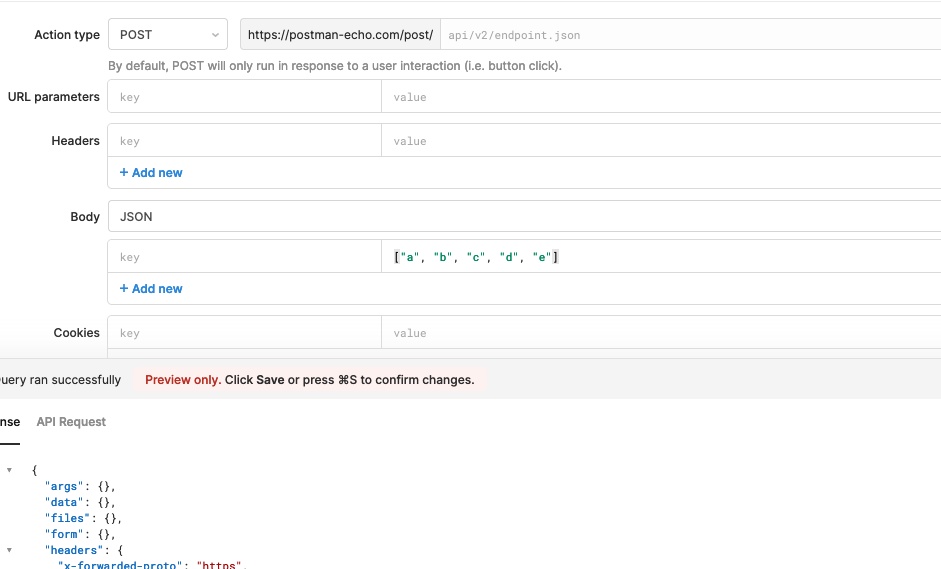 How Do I Sent An Array In A JSON POST Body Without Key Value Pair 