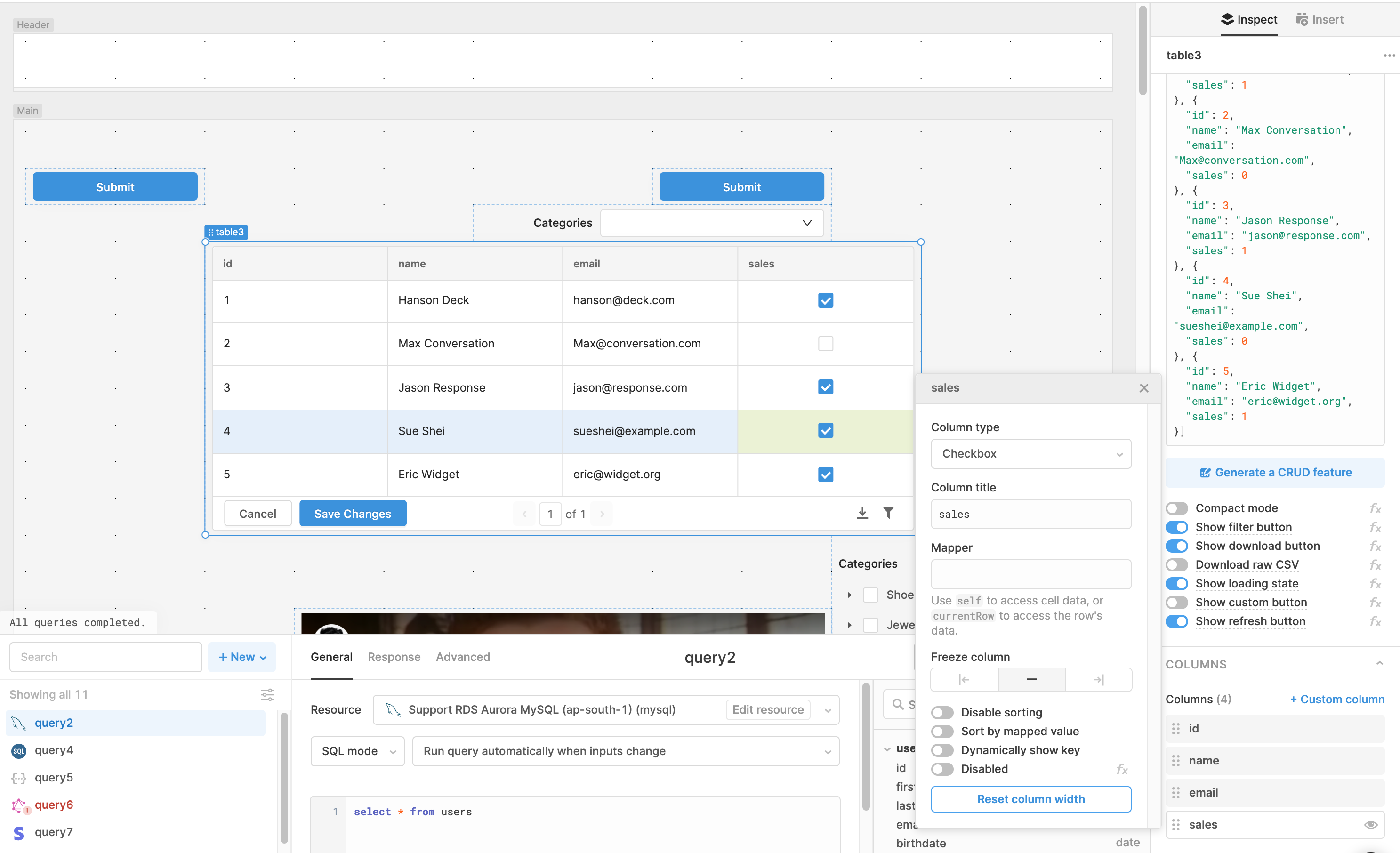 Add Checkboxes To Table For Selection Feature Res Retool Forum