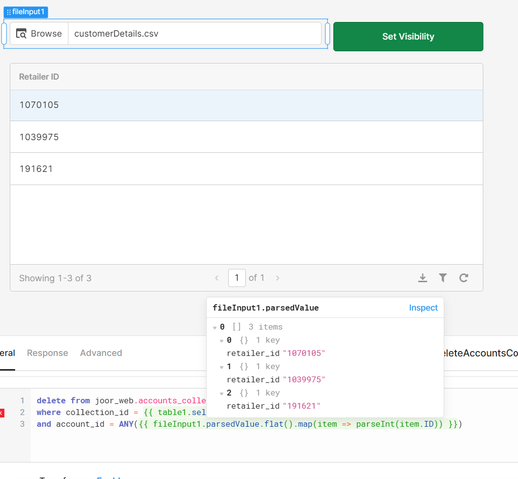 Delete From Table Using Values From A Table And From Uploaded Csv App Building Retool Forum