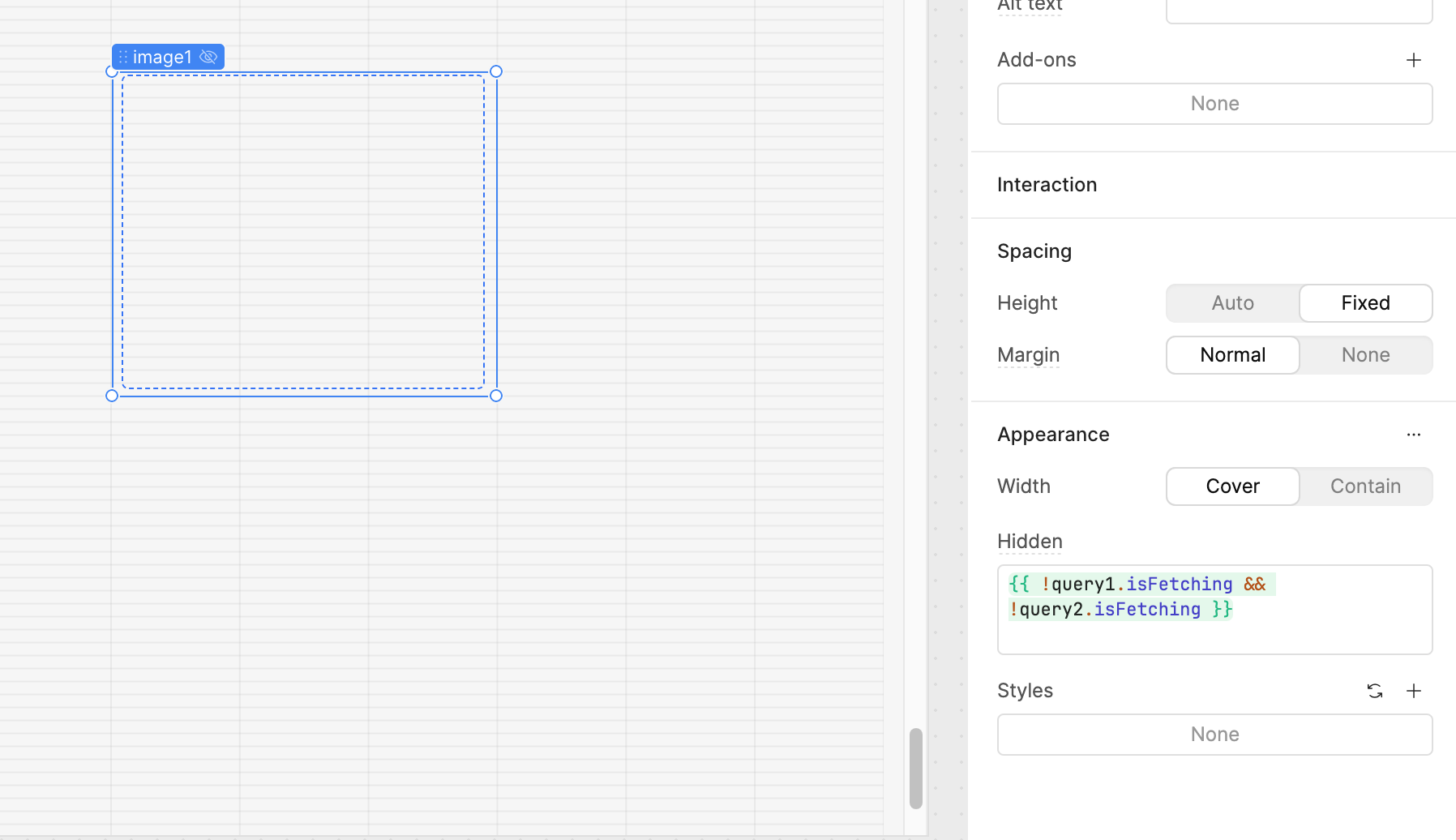 Image Component Scoping Bug — Hidden Accepts {{ query.isFetching }} but ...