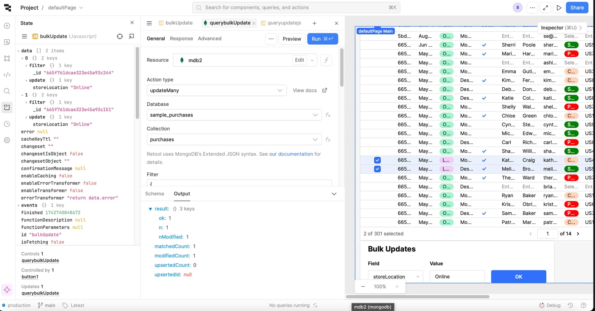 Retool -> MongoDB Bulk Update changes only first id (Select, Text Input and Button) - 💬 Queries ...