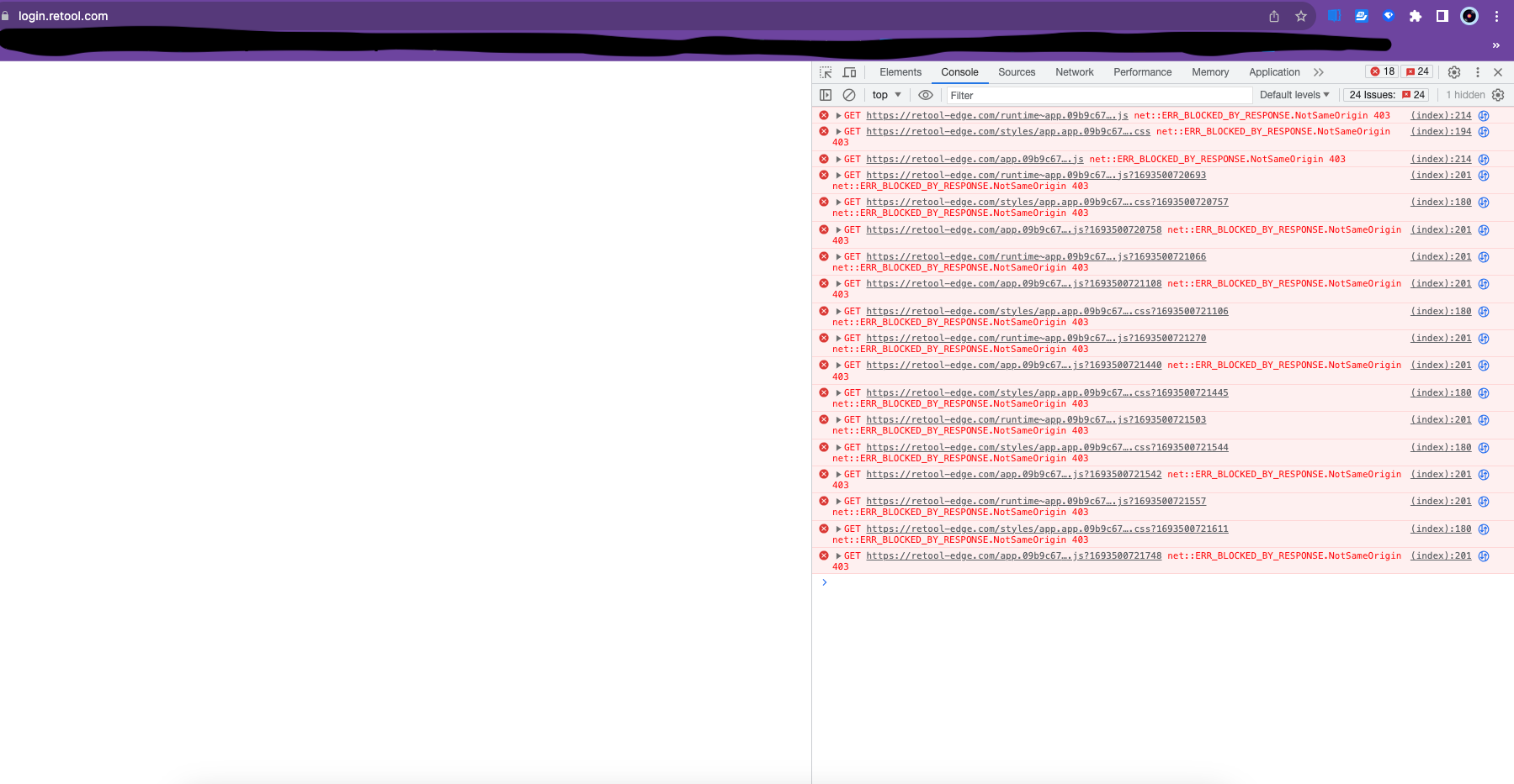 Retool login returning blank page with 403 errors - 💬 App Building ...