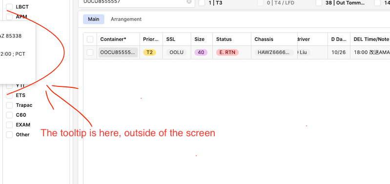 Tooltip in a table shows outside of the screen - 💬 App Building ...
