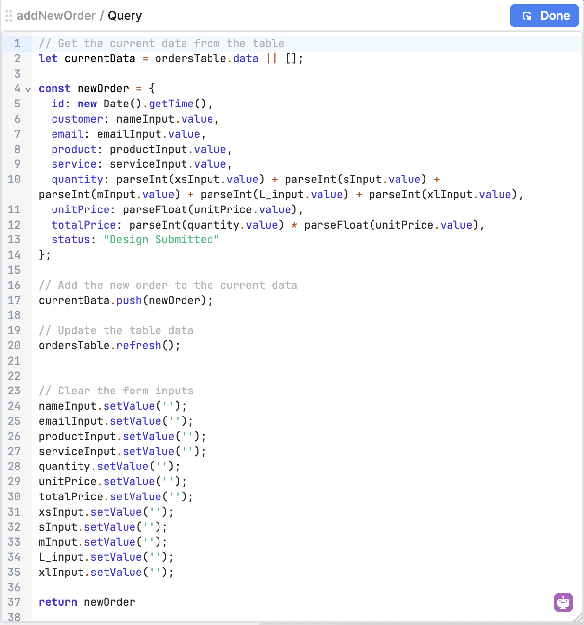 Adding new order entries to table with modal form - 💬 App Building ...