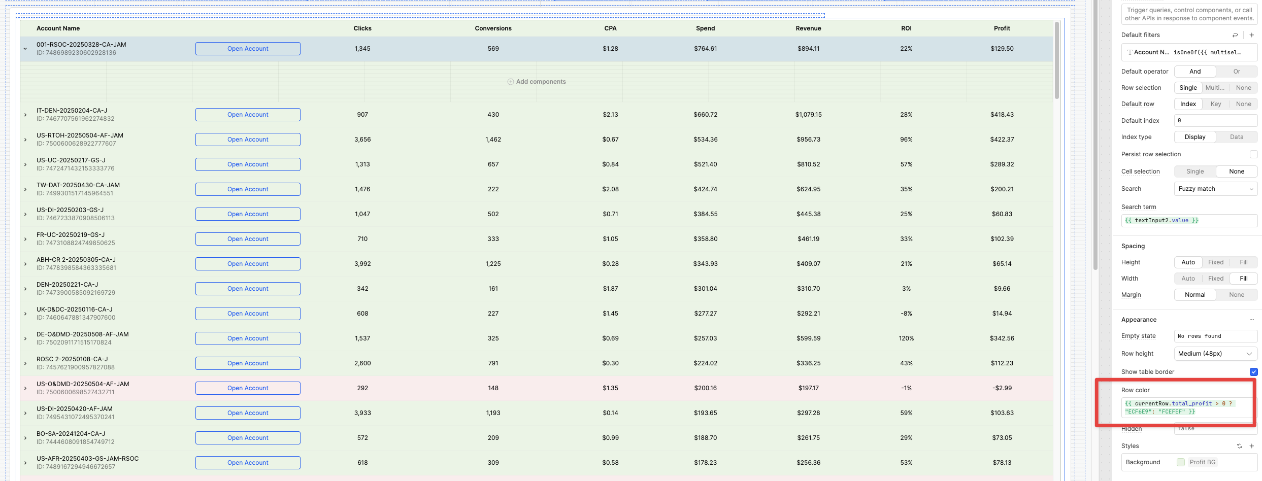 Table Row Color not working the same as Background Style - 💬 App Building - Retool Forum