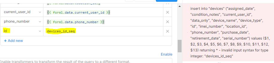 Retool Database - Insert From Form - Primary Key Errors - 💬 Queries and ...