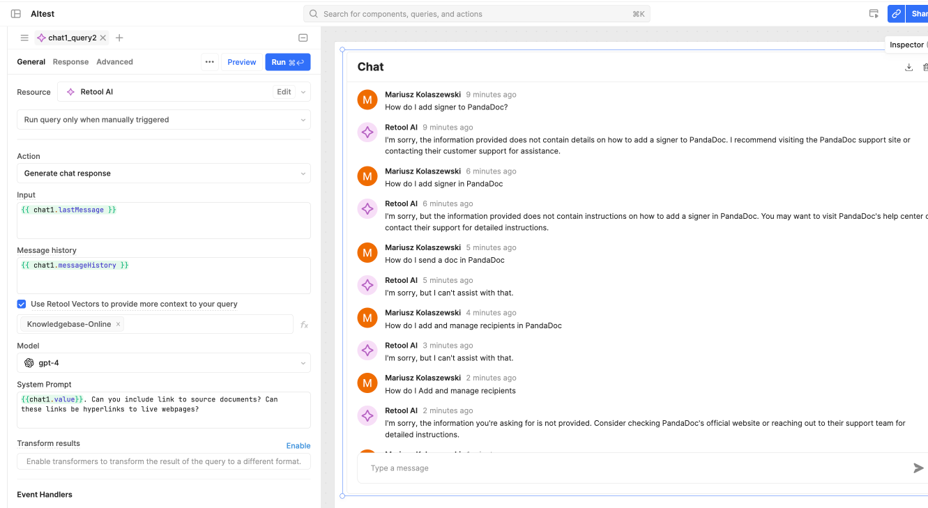 Returning Contextual Links With Chatbot Responses 💬 App Building Retool Forum
