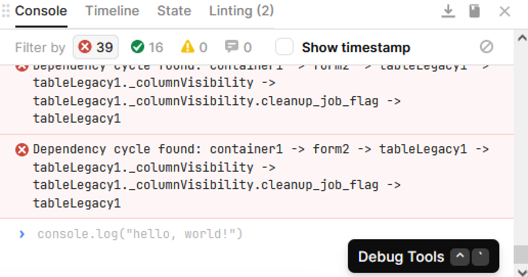 Tablelegacy Showhide Custom Button Dependency Cycle Error 馃挰 App